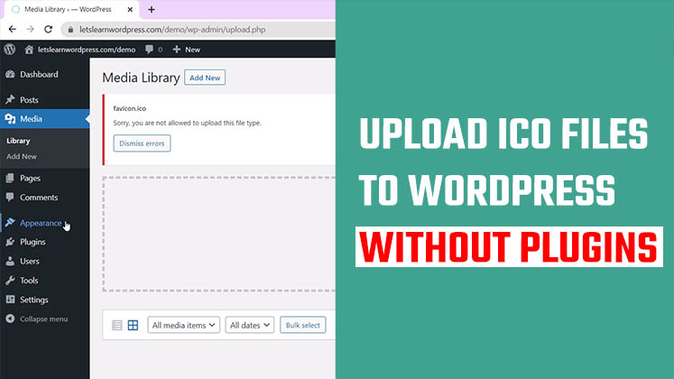 How to upload ico files to WordPress without plugins?