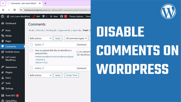 Disable comments on WordPress | Spam Comments